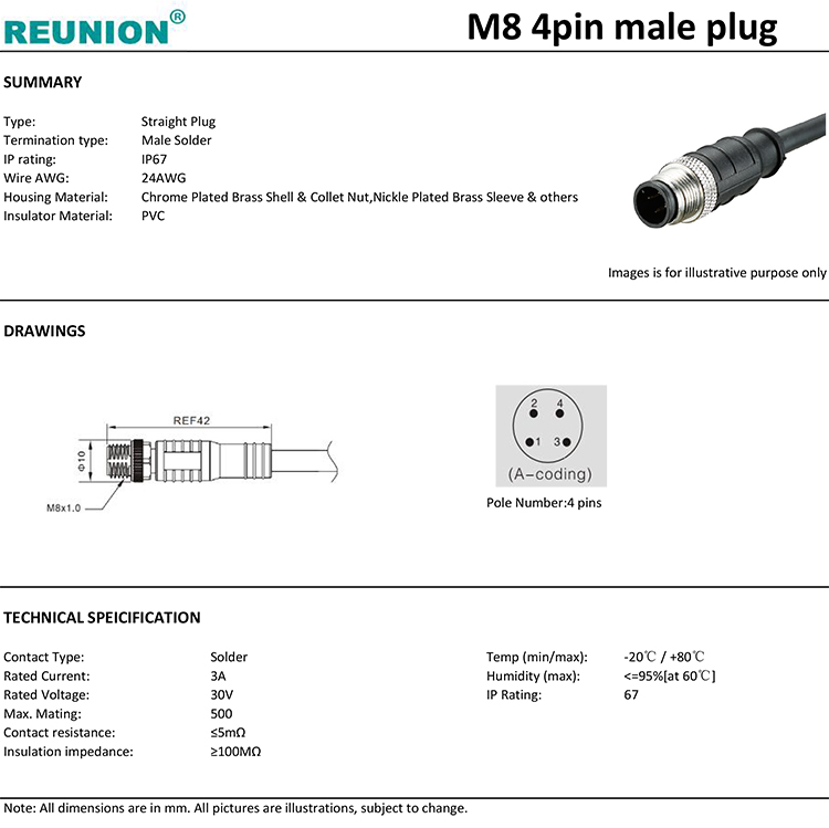 M8 Terminal Connectors compatible with Molex industrial sensor ...