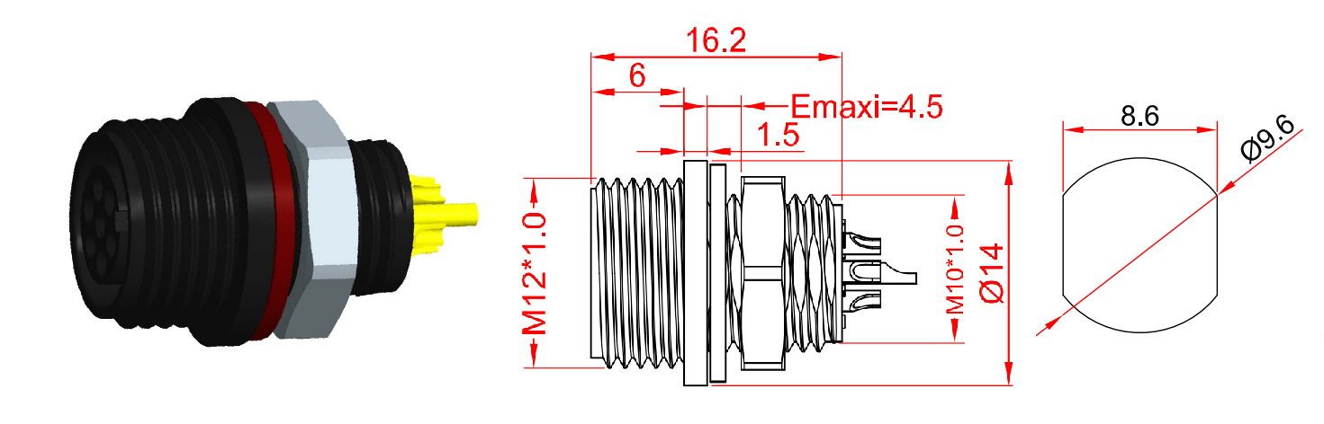 Outdoor Waterproof IP67 Industrial Power Connector Male Plug & Female ...