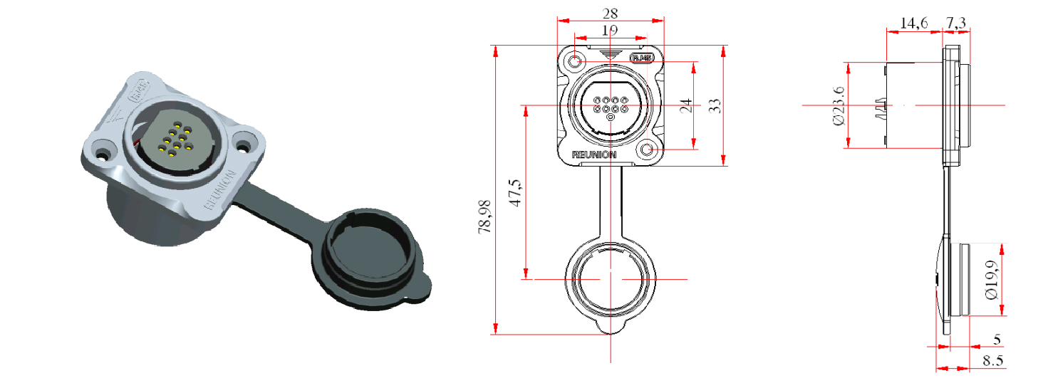 LED Screen RJ45 Socket Waterproof Cat6 Ethernet Cable Connector with ...