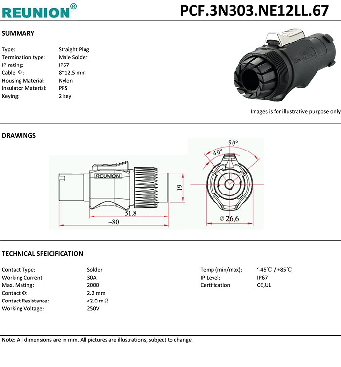 Male Female IP67 Waterproof 3 Pins N series LED Strip Power Connector ...
