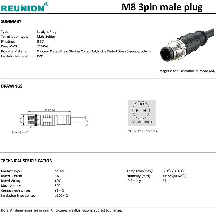 IP67 Waterproof A Coding 4 Pin Male Female M8 Sensor Connector With PVC ...