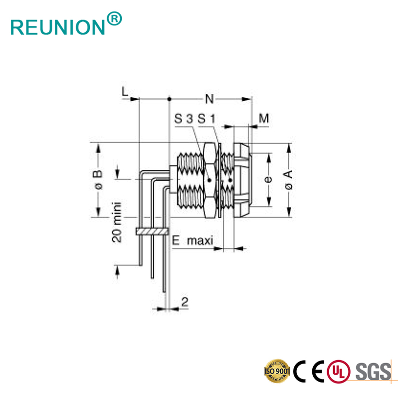 Metal S Series 90 degree Right Angle PCB Socket in Shenzhen REUNION ...